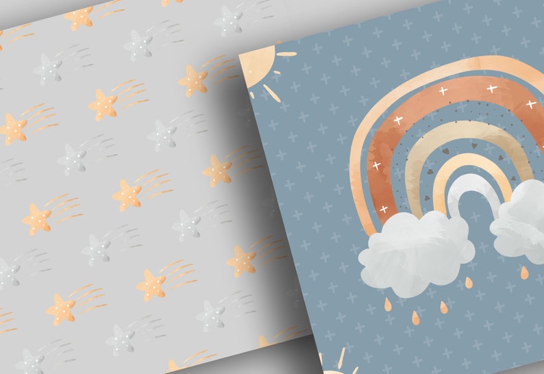 Watercolor Rainbow I. Digital Paper Pack., Rainbows Pattern, Baby ...