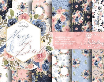 Digital Paper Navy | Etsy