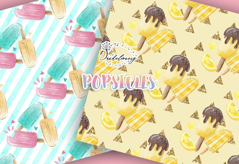 Watercolor Popsicles Digital Paper Pack Dessert Download - Etsy