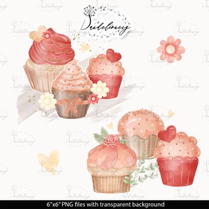 Watercolor Cupcake Clipart, Sweet, Instant Download, Cake, Flower ...