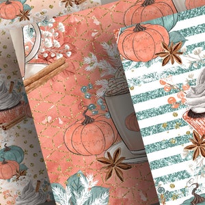 Pumpkin Latte Digital Paper Pack, Thanksgiving Clipart, Autumn Clip Art ...