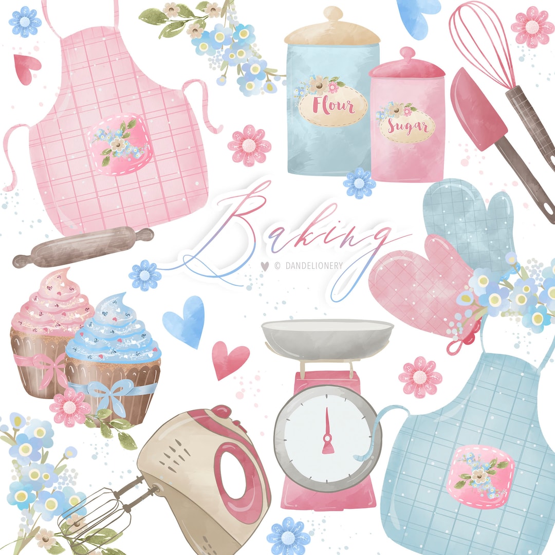 Watercolor Sweet Baking Design, Kitchen Clipart, Instant Download ...
