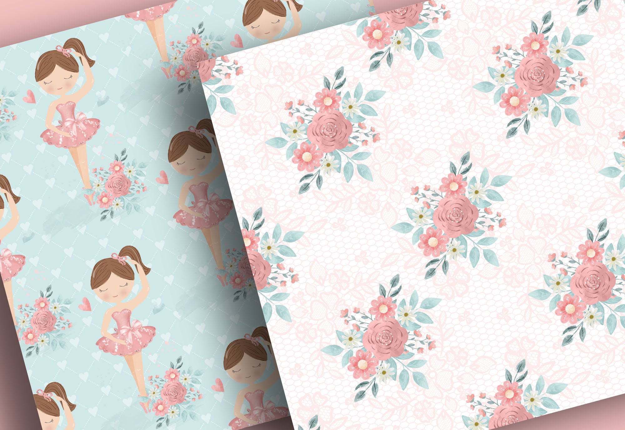 Watercolor Sweet Ballerinas digital paper pack nursery | Etsy
