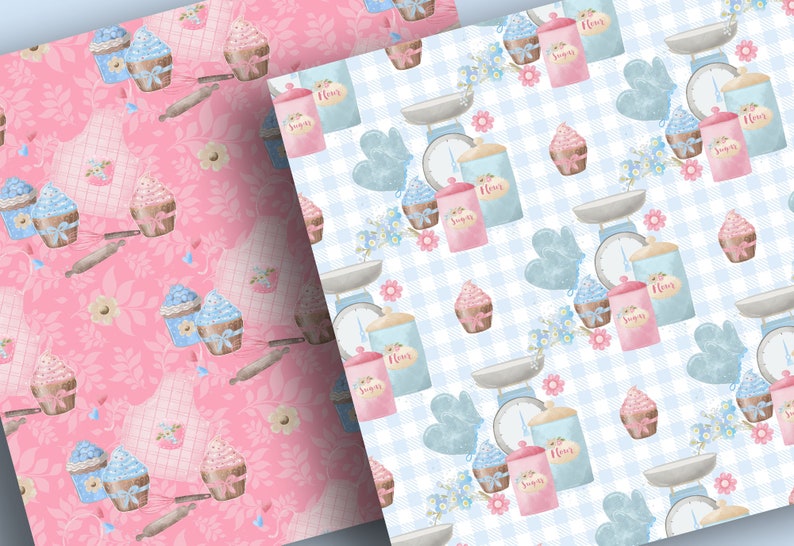 Watercolor Sweet Baking Digital Paper Pack Kitchen Pattern - Etsy