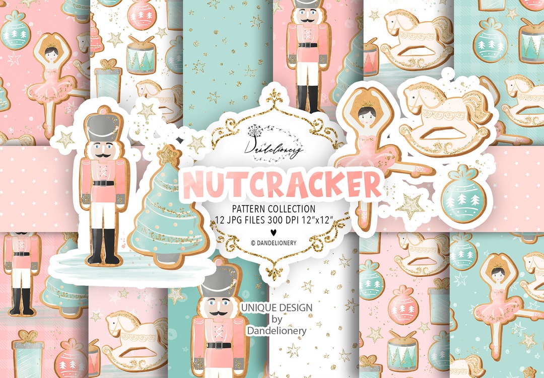 Nutcracker Gingerbread Digital Paper Pack, Christmas Digital Paper ...