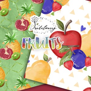 Watercolor Fruits Digital Paper Pack, Fruit Download, Instant Download ...