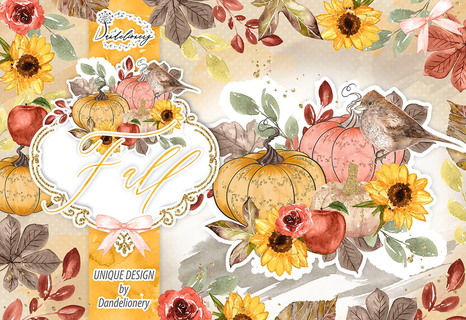 Fall Pumpkin Design Thanksgiving Stickers Autumn Fall Clip - Etsy