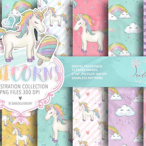 Unicorn Digital Paper - Etsy