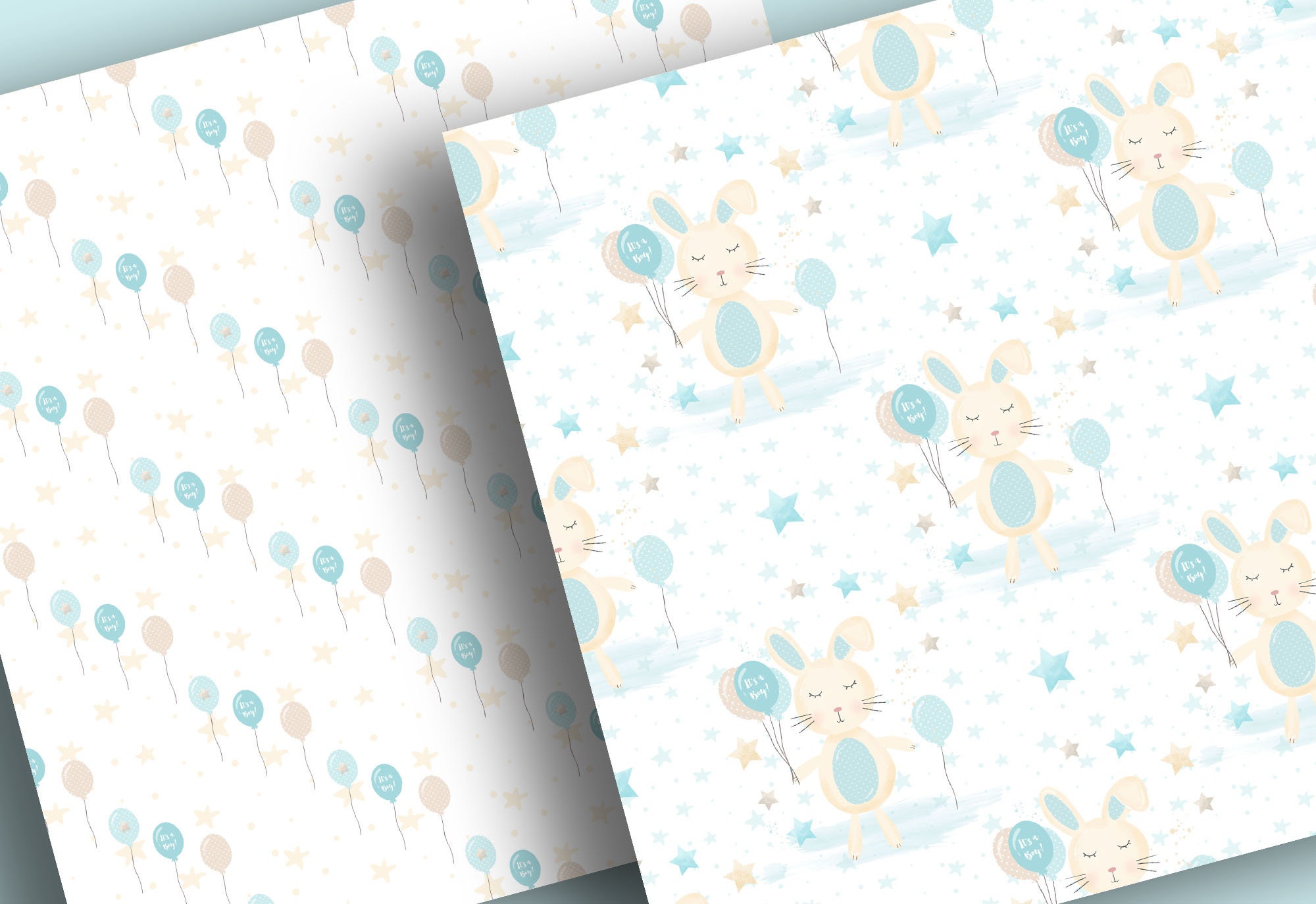 Watercolor It's a Boy Digital Paper Pack Rainbows | Etsy