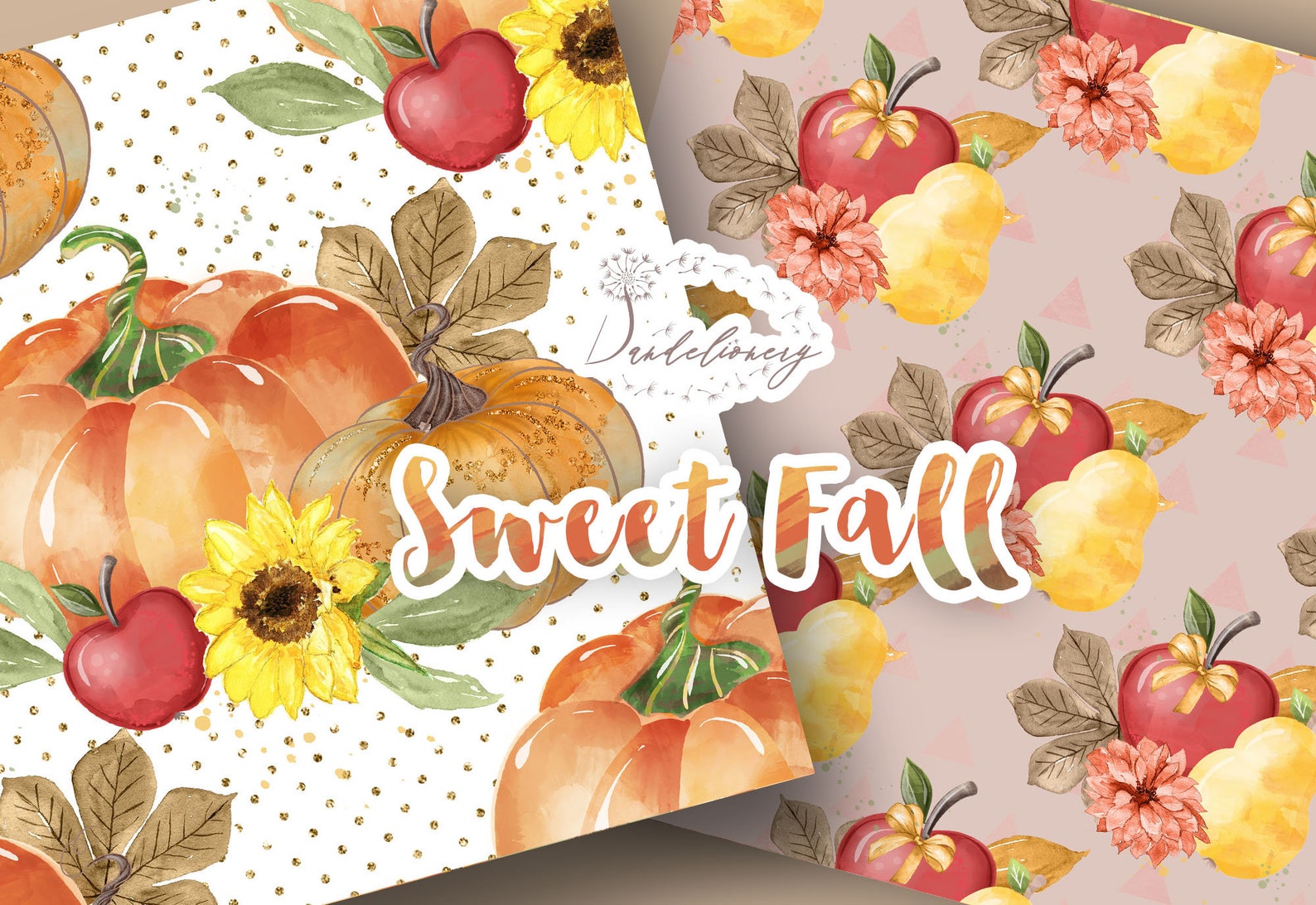 Sweet Fall Pumpkin Digital Paper Pack Thanksgiving Stickers - Etsy