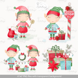 Christmas Elf Design, Presents Clipart, Holiday Clipart, Instant ...