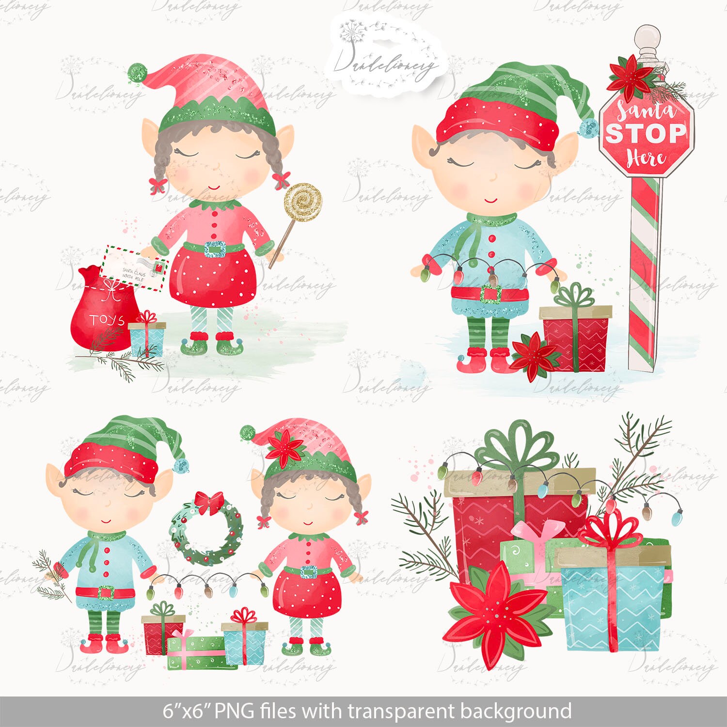 Christmas Elf Design Presents Clipart Holiday Clipart | Etsy
