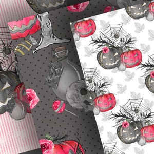 Cute Halloween Digital Paper Pack, Cute Halloween Pattern, Halloween ...