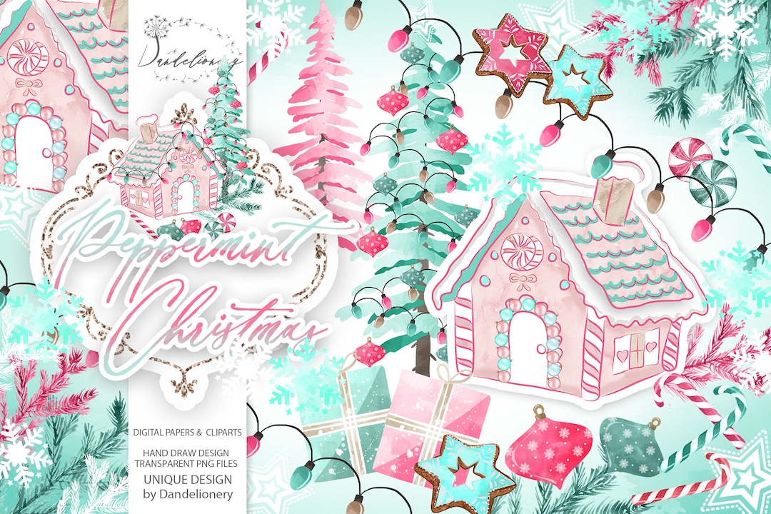 Peppermint Christmas Design, Cute, Poinsettia, Christmas Clip Art ...