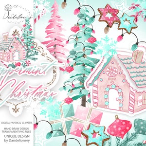 Peppermint Christmas Design, Cute, Poinsettia, Christmas Clip Art ...