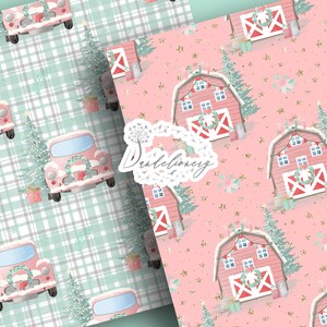 Pink Farm Holiday Digital Papers, Presents Digital, Christmas Pattern ...