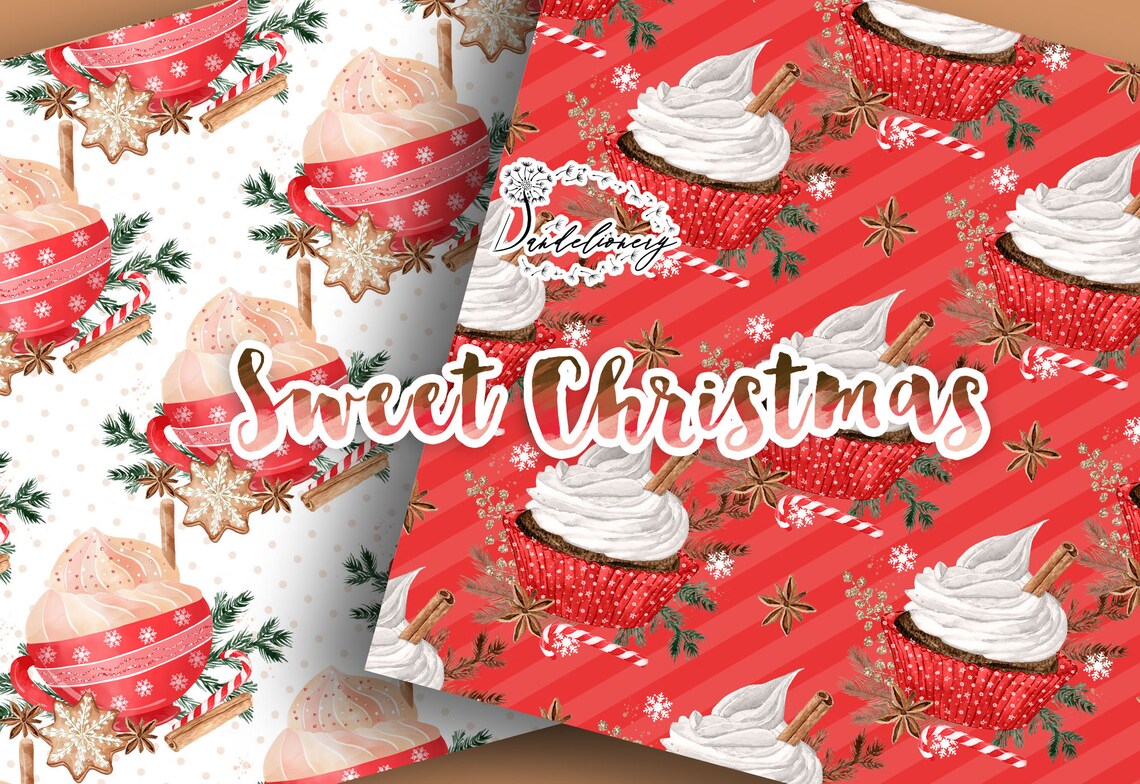 Sweet Christmas Digital Paper Pack Christmas Pattern Cute - Etsy