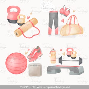 Watercolor Workout Design, Healthy Living, Gym, Weights, Exercise ...