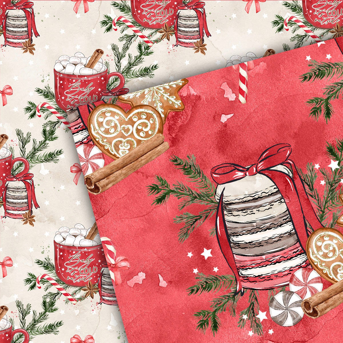 Gingerbread Watercolor Digital Paper Pack Christmas Pattern - Etsy