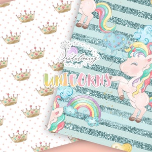 Watercolor Unicorns II. Digital Paper Pack, Rainbow Unicorns Download ...