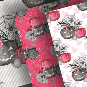 Cute Halloween Digital Paper Pack, Cute Halloween Pattern, Halloween ...