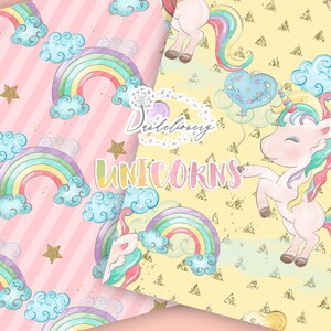Watercolor Unicorns II. Digital Paper Pack, Rainbow Unicorns Download ...