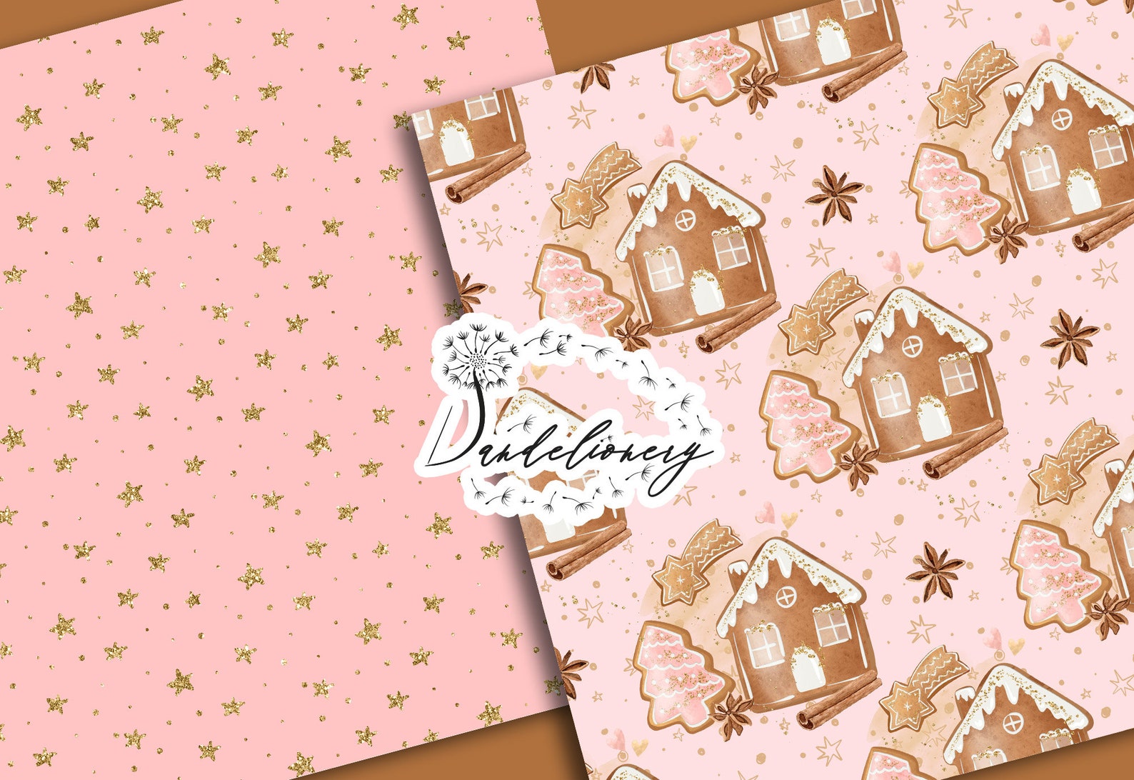 Watercolor Gingerbread Digital Paper Pack Gingerbread House - Etsy