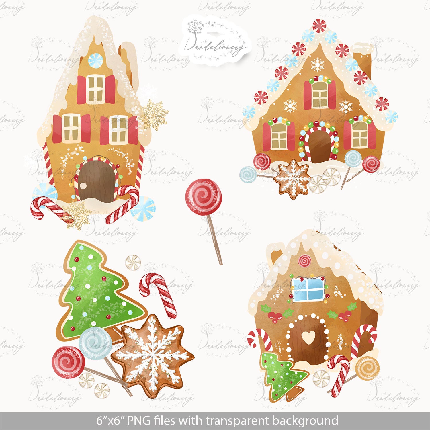 Gingerbread House Design Cute Candy Cane Christmas Clip - Etsy