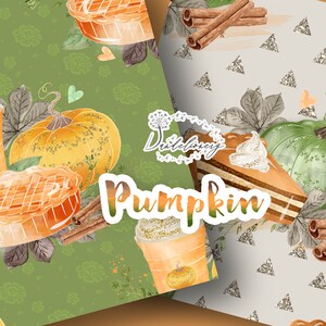 Fall Pumpkin V. Digital Paper Pack, Thanksgiving Stickers, Autumn, Fall ...