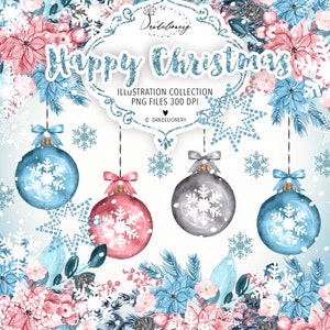 Happy Christmas Winter Blue Design, Christmas, Branches, Christmas Clip ...