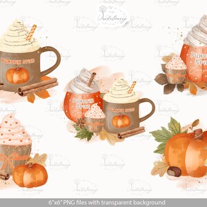 Watercolor Pumpkin Spice Design, Cute Pumpkin Spice Clipart, Pumpkin ...