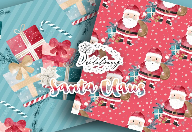 Santa Claus Digital Paper Pack Seamless Christmas | Etsy