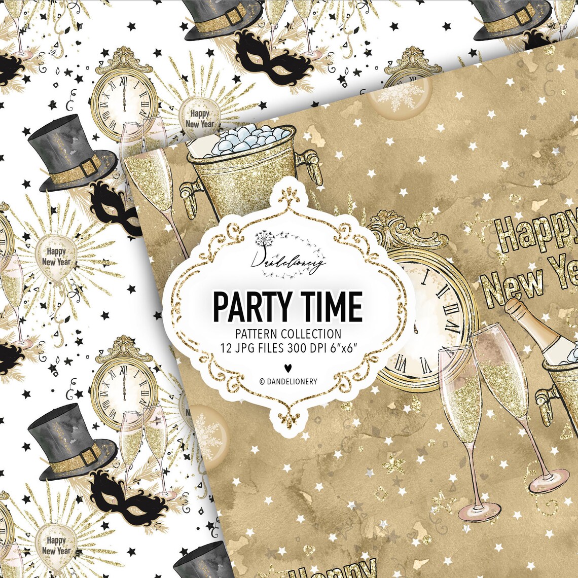 Party Time Digital Paper Pack Happy New Year Pattern Party - Etsy