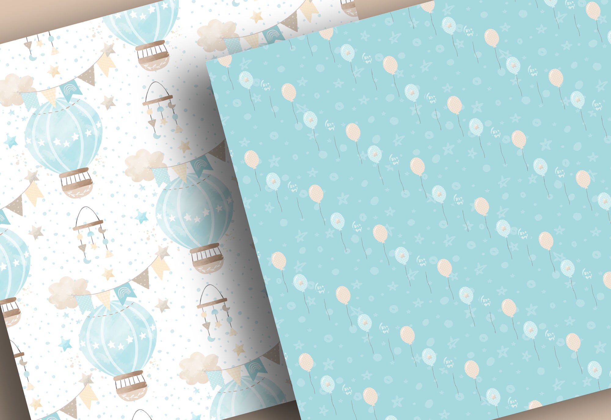 Watercolor It's a Boy Digital Paper Pack Rainbows | Etsy