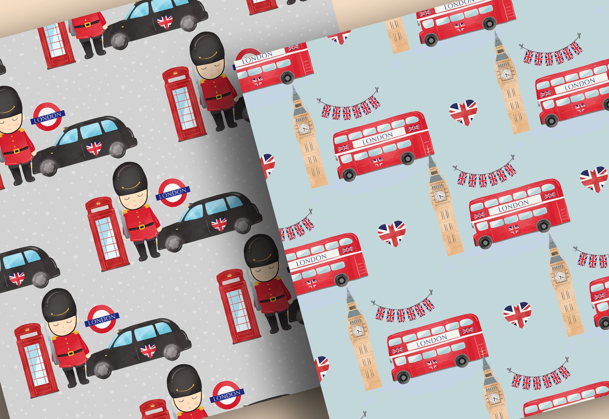 Watercolor I Love London Digital Paper Pack London Pattern - Etsy