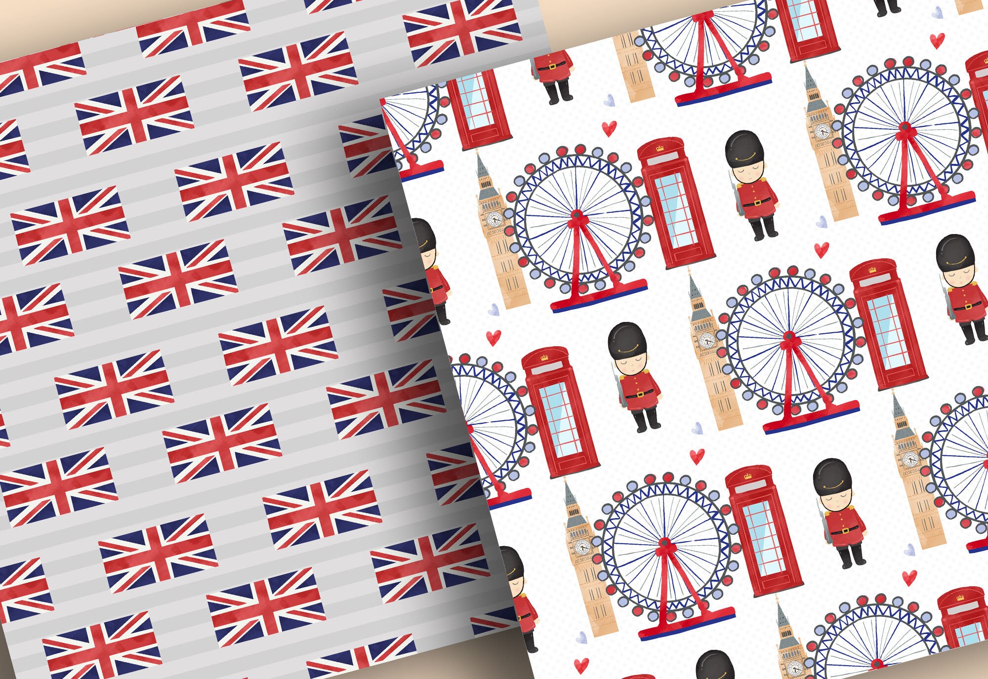 Watercolor I Love London Digital Paper Pack London Pattern - Etsy
