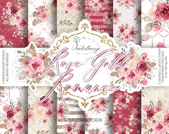 Watercolor Valentine Roses Digital Paper Pack Garden Flower | Etsy