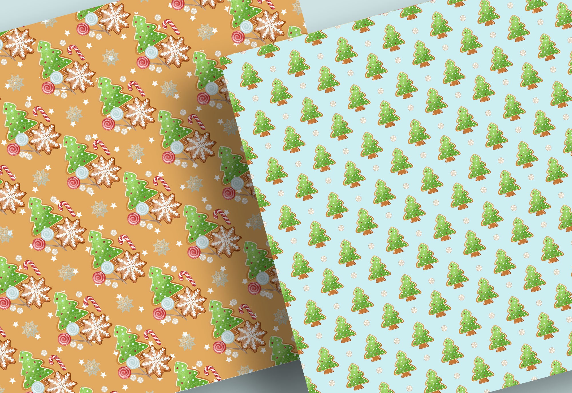 Gingerbread House Digital Paper Pack, Cute, Candy Cane, Christmas ...