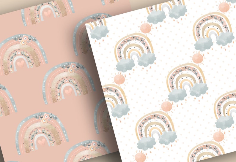 Watercolor Rainbow Digital Paper 12x12 Rainbows | Etsy