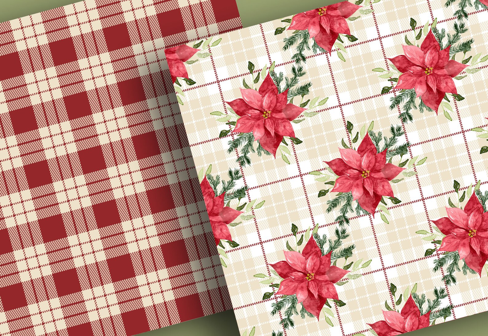 Traditional Christmas 2 Digital Paper Pack Deer Christmas - Etsy