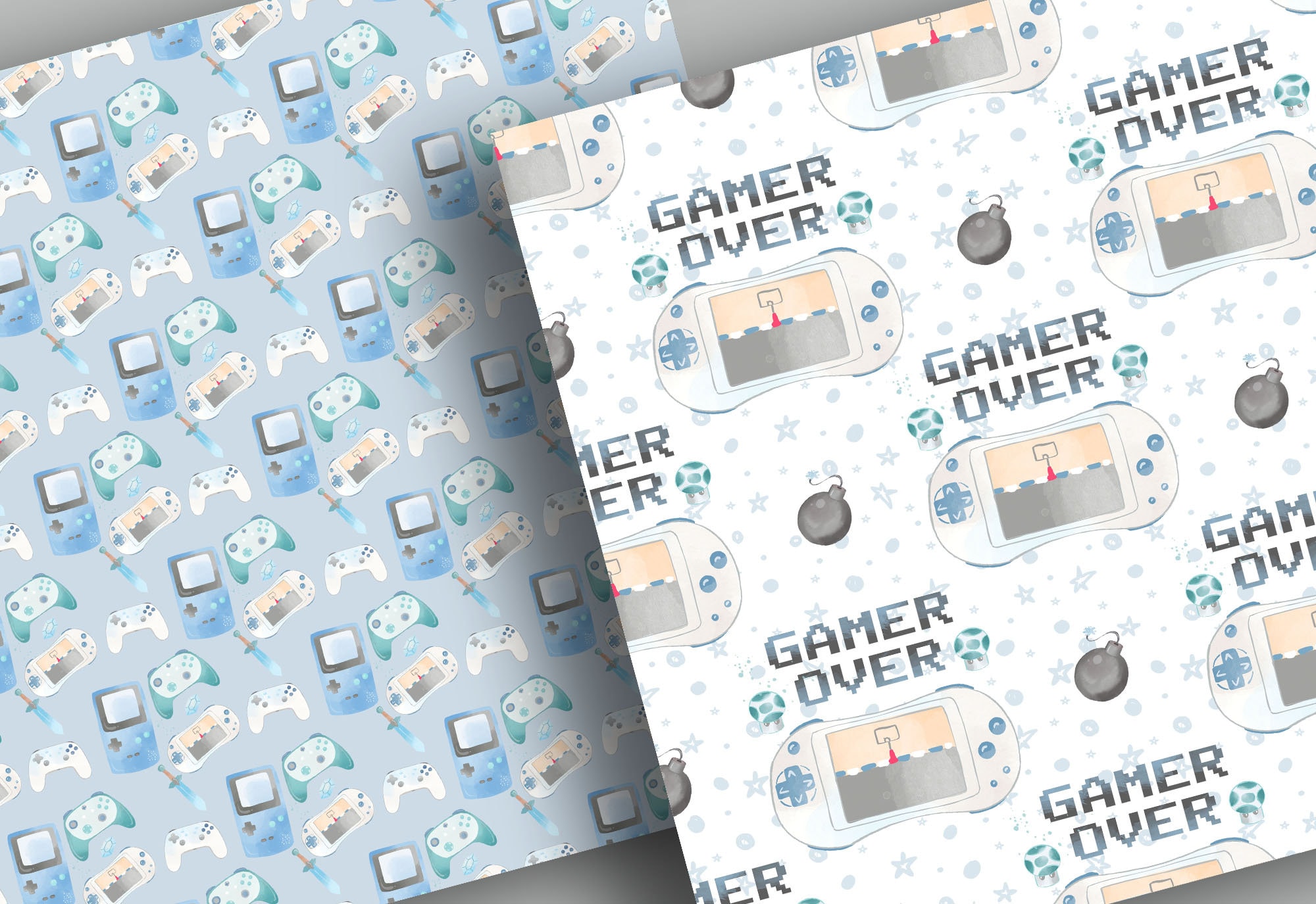 Watercolor Gamer Digital Paper Pack - Etsy