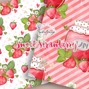 Watercolor Strawberry Digital Paper Pack, Strawberry, Instant Download ...