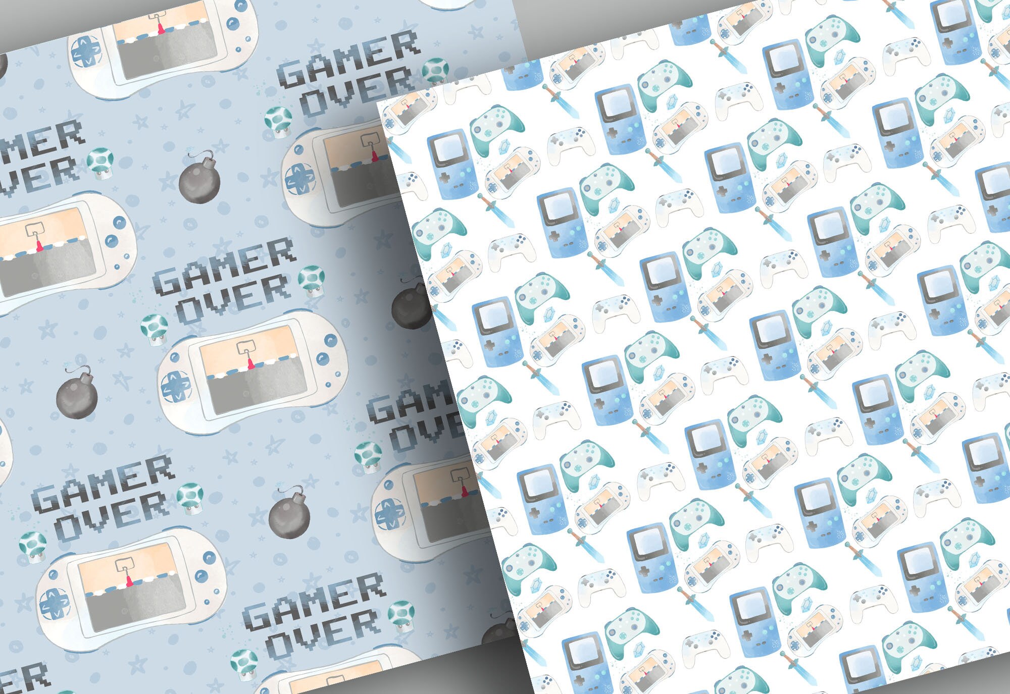 Watercolor Gamer Digital Paper Pack - Etsy
