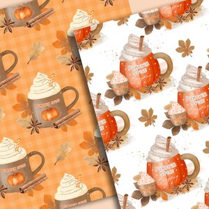 Watercolor Pumpkin Spice Digital Paper Pack, Cute Pumpkin Spice Pattern ...