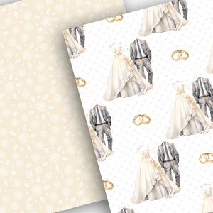 Watercolor Ivory Wedding Digital Paper Pack, Wedding Pattern, Romantic ...