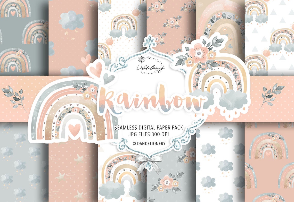 Watercolor Rainbow Ii.digital Paper Rainbows Clipart Instant | Etsy