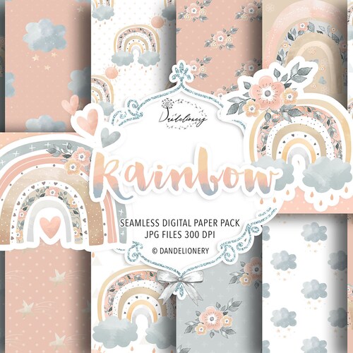Watercolor Rainbow Digital Paper 12x12 Rainbows - Etsy