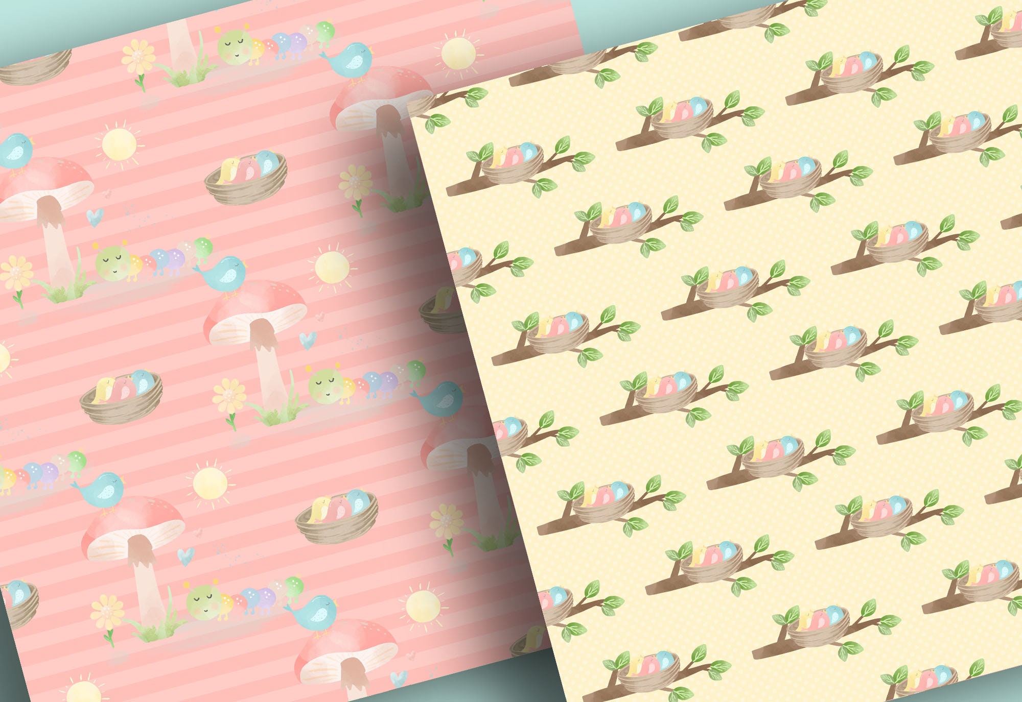 Watercolor Cute Spring Digital Paper Pack Nursery Pattern - Etsy