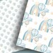 Watercolor Baby Elephant Digital Paper Pack Boy, Rainbows Digital Paper ...