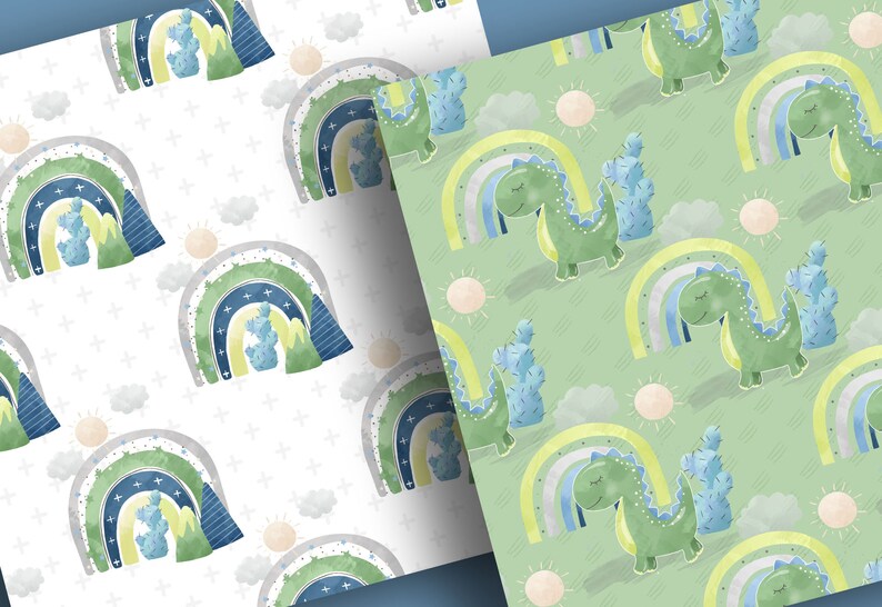 Watercolor Baby Dino Digital Paper Pack Rainbow Baby Boy - Etsy